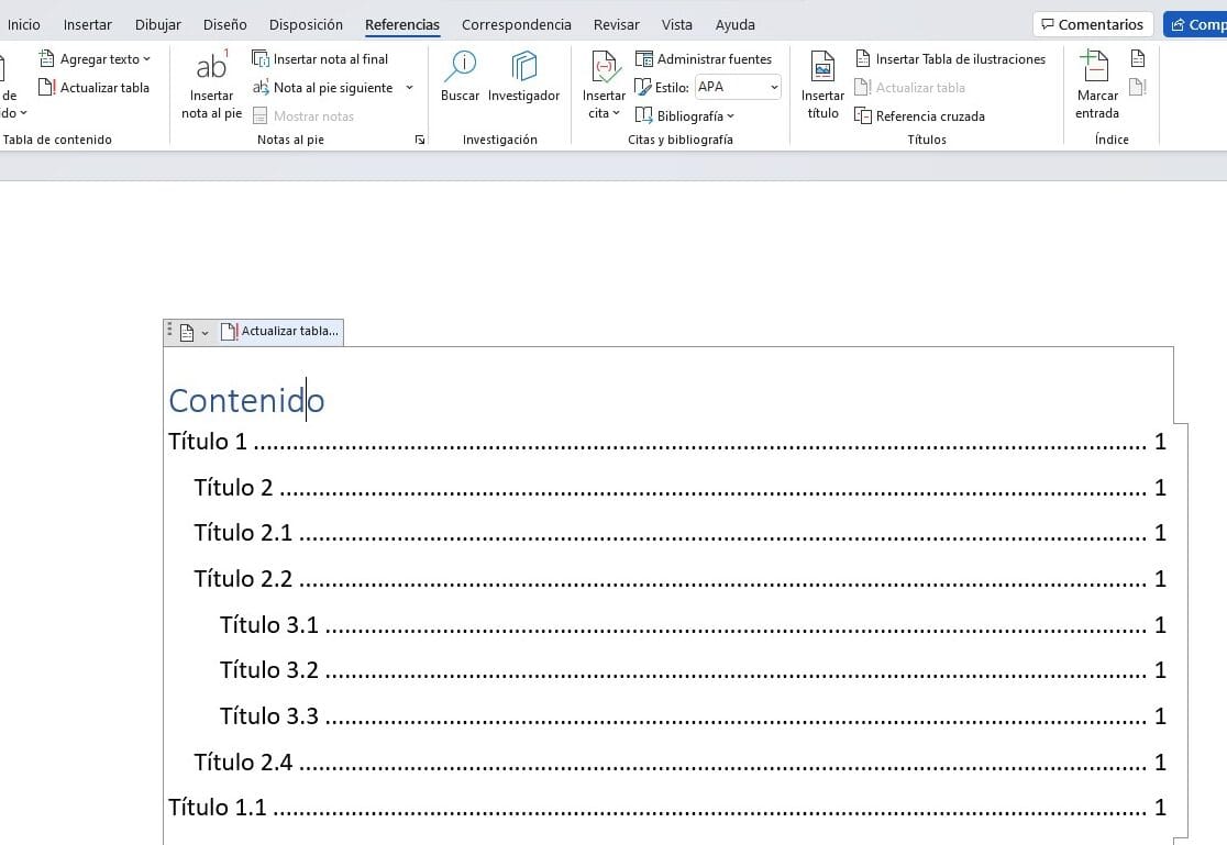 ᐈ Guía Práctica: Tabla de Contenido en Word Rápidamente ️ ED